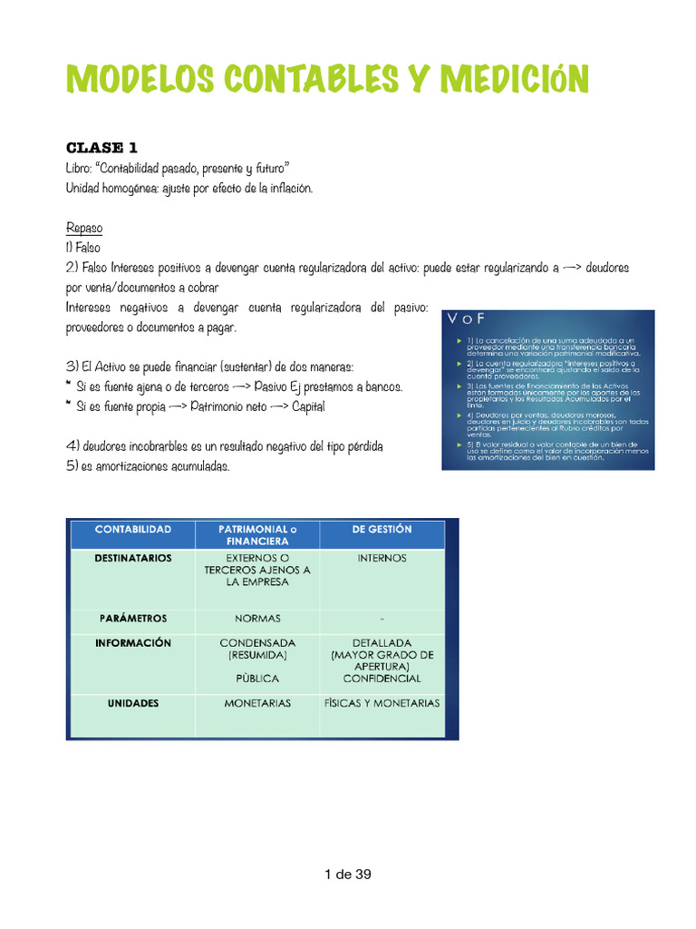 Modelos Contables y Medicion | PDF | Contabilidad | Inflación