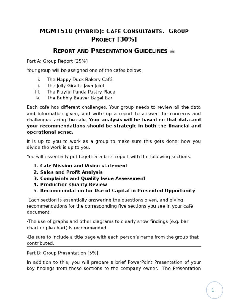 Group Project and Presentation Guidlines in CLASS | PDF
