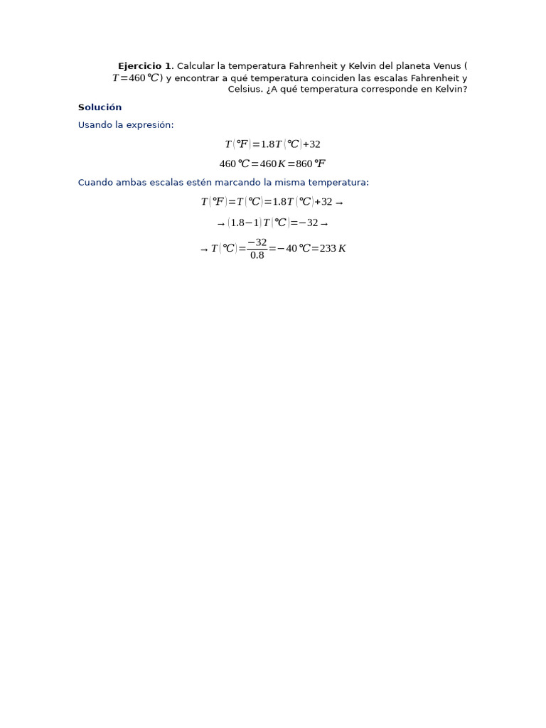Ejercicios Clase TEMA4 | PDF | Fahrenheit | Temperatura