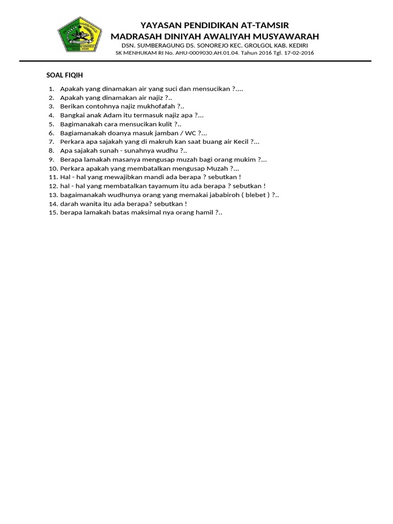 Soal Fiqih dan Sejarah Perang Islam | PDF