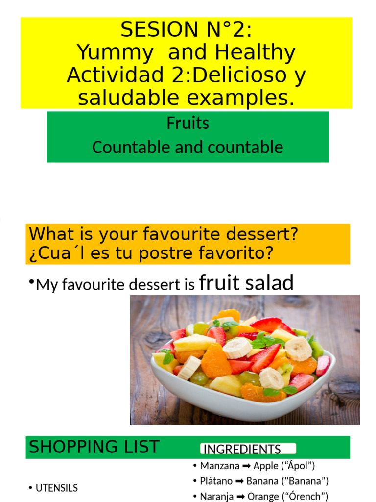 Sesion 2 Ensalada de Frutas | PDF