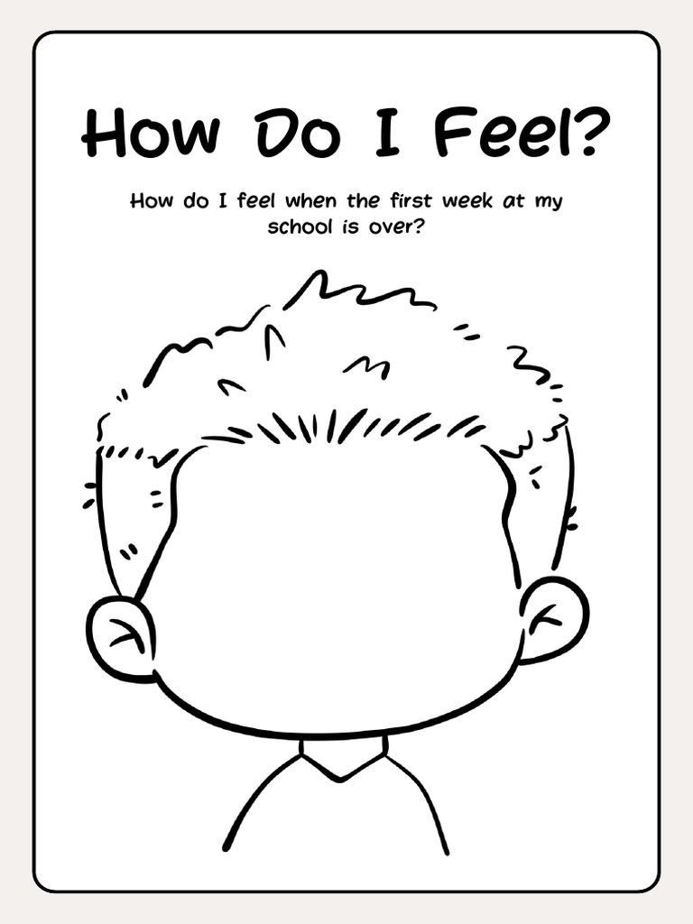 How Do I Feel Worksheet Black and White Simple Style | PDF