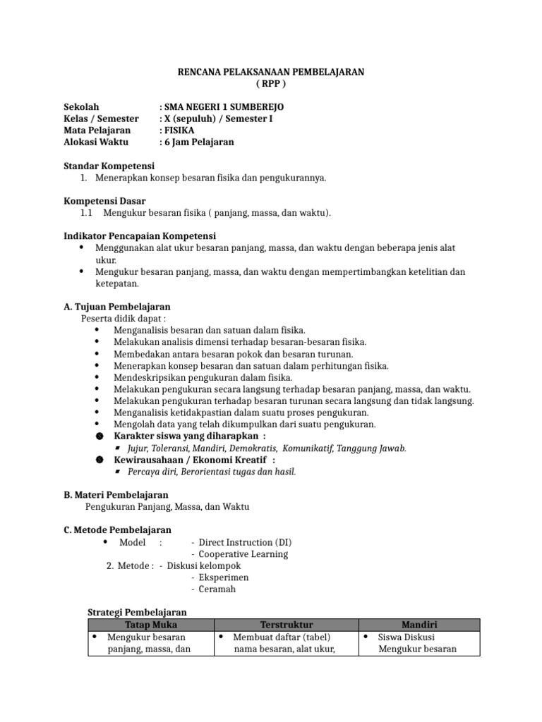 Contoh RPP X GJL | PDF