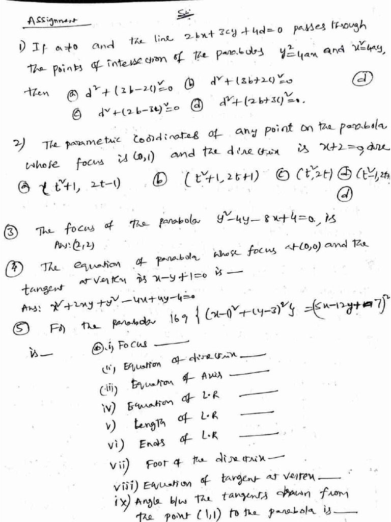 Parabola Assignment | PDF