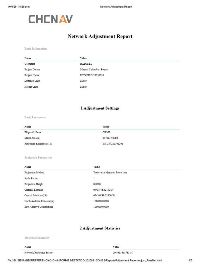 Network Adjustment Report for GNSS Data | PDF | Latitude | Applied ...