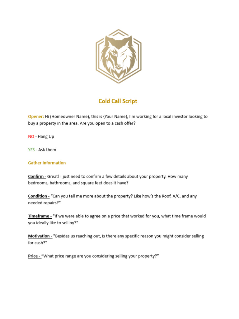 Cold Call Script | PDF