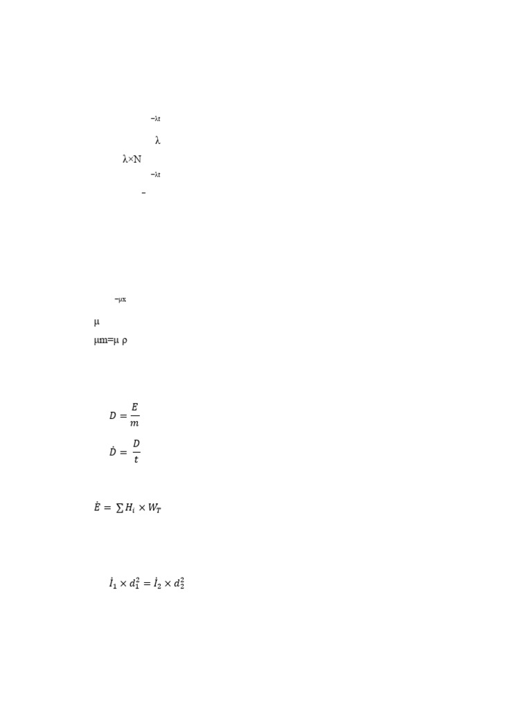 Radiation Physics and Protection Formula Sheet | PDF | Neutron | Electronvolt