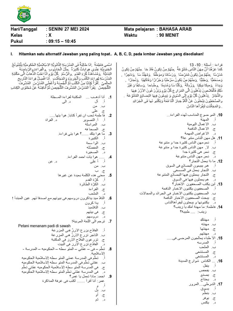 Format Soal SAS X Genap | PDF