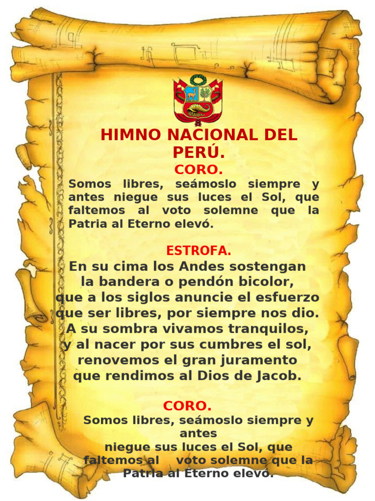 Letra del Himno Nacional del Perú | PDF