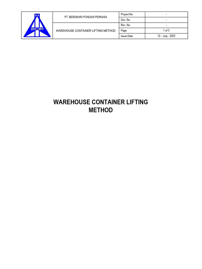 Warehouse Container Lifting Method Guide | PDF | Warehouse