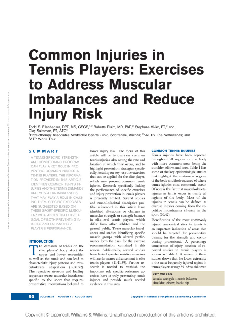 Tennis Injury Prevention Strategies | PDF | Anatomical Terms Of Motion ...