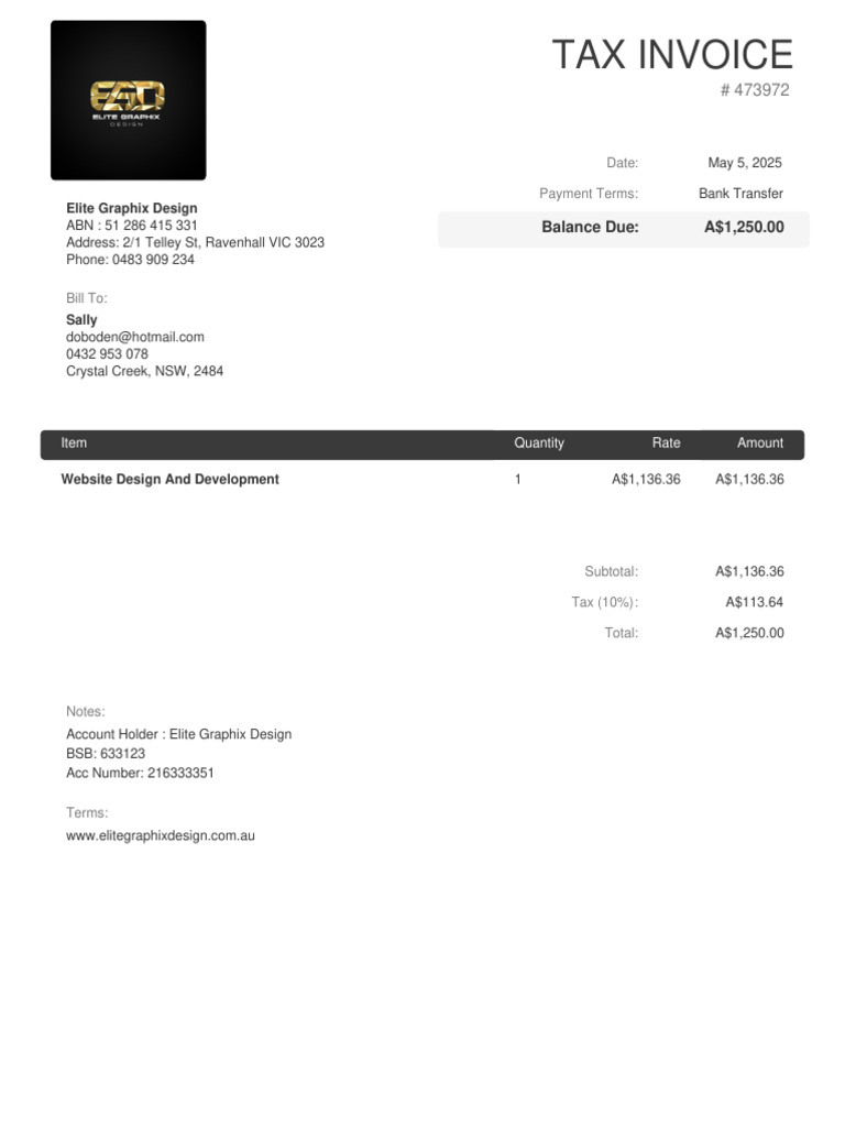 Sally Invoice 473972 | PDF