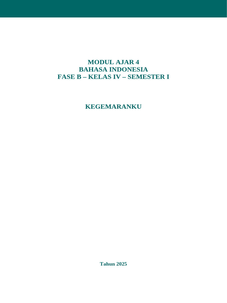 Esps B. Indonesia SD - Mi Kls.4 - KM Revisi-Ma (Modul Ajar) - Modul Ajar (Ma) Esps B. Indonesia ...
