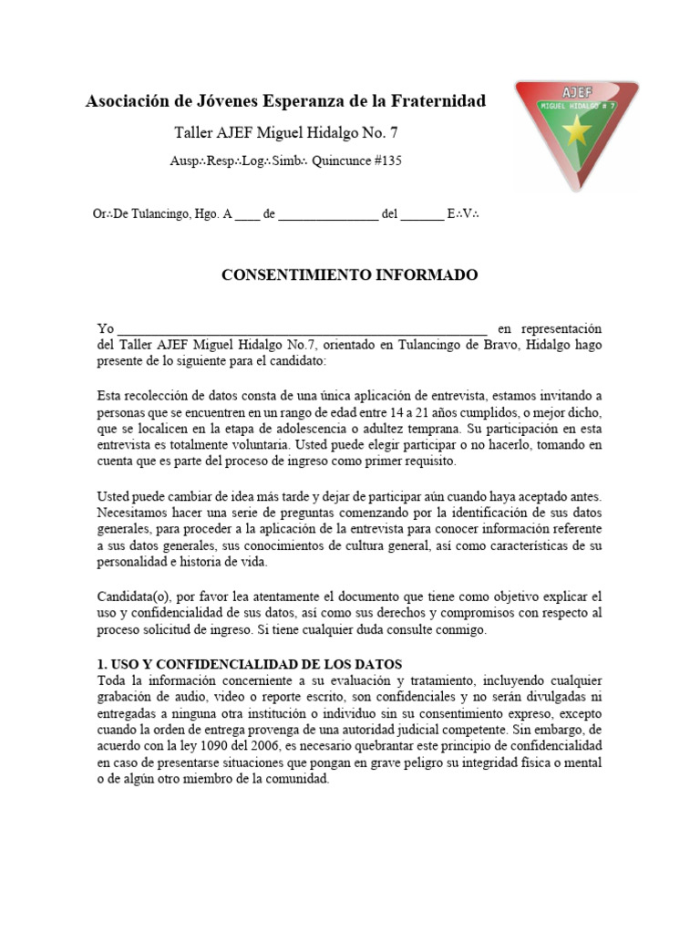 Consentimiento Informado (Formato) | PDF