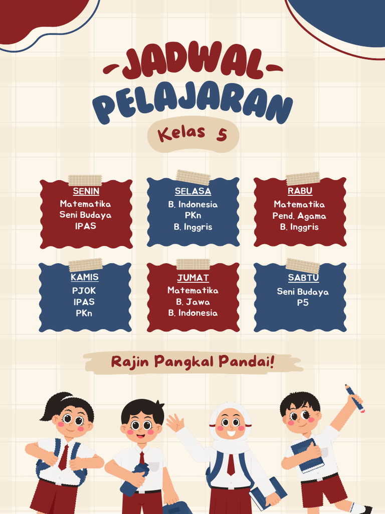 Jadwal Pelajaran Kelas 5 | PDF