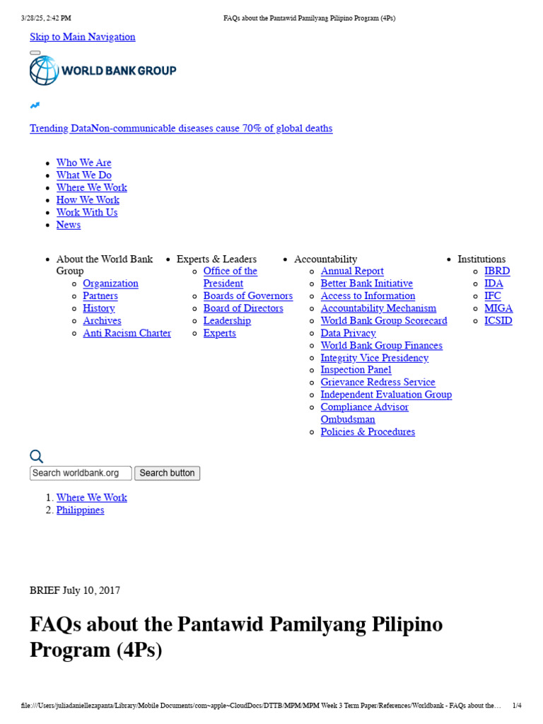 FAQs About The Pantawid Pamilyang Pilipino Program (4Ps) | PDF ...