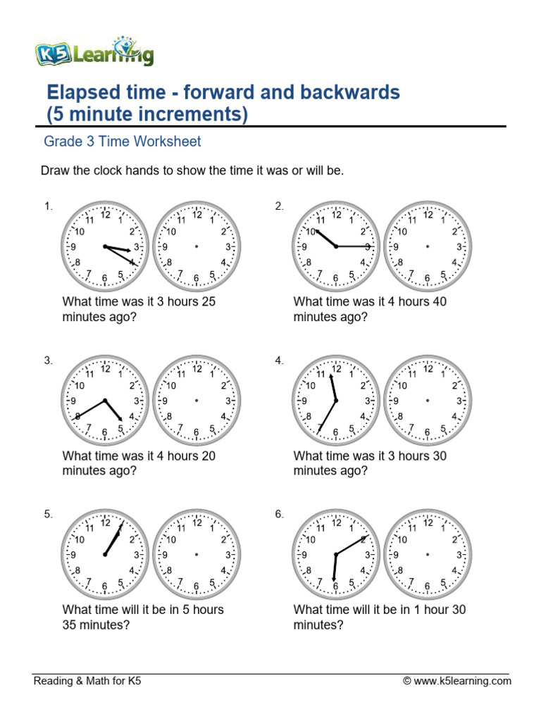 Grade 3 Elapsed Time Worksheet | PDF