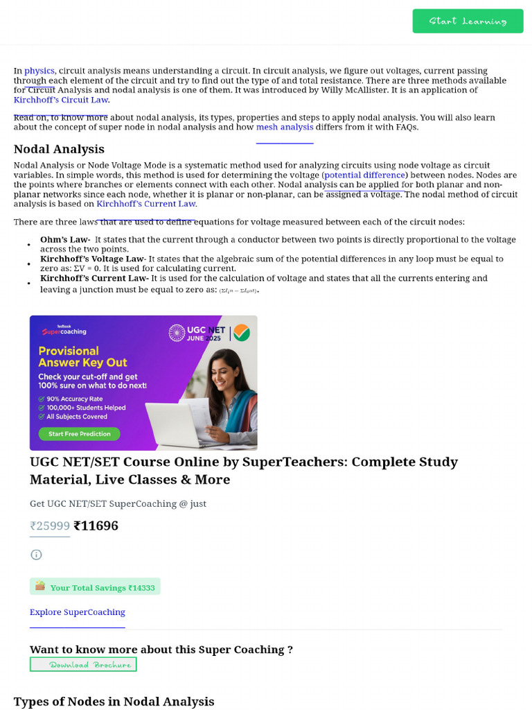 Nodal Analysis - Know Definition, Types, Steps, Properties & Examples | PDF