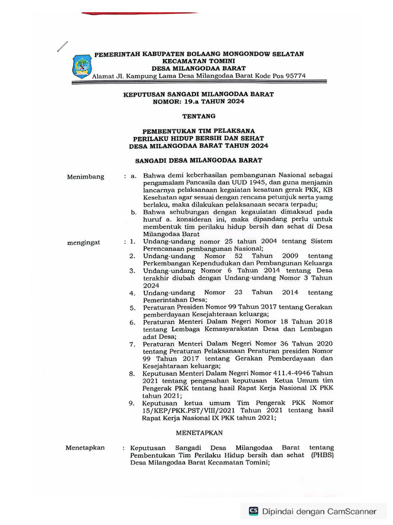 SK Pembentukan PHBS | PDF