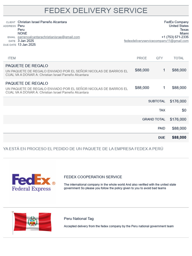 FedEx Delivery Service Invoice Details | PDF