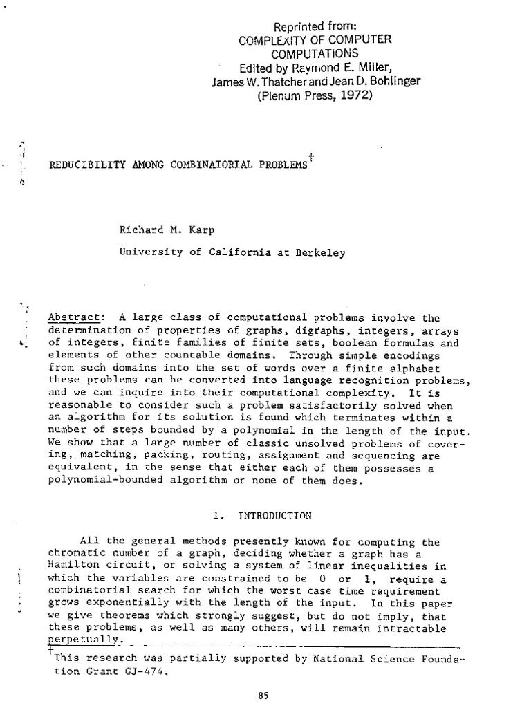 Karp Paper 1972 | PDF