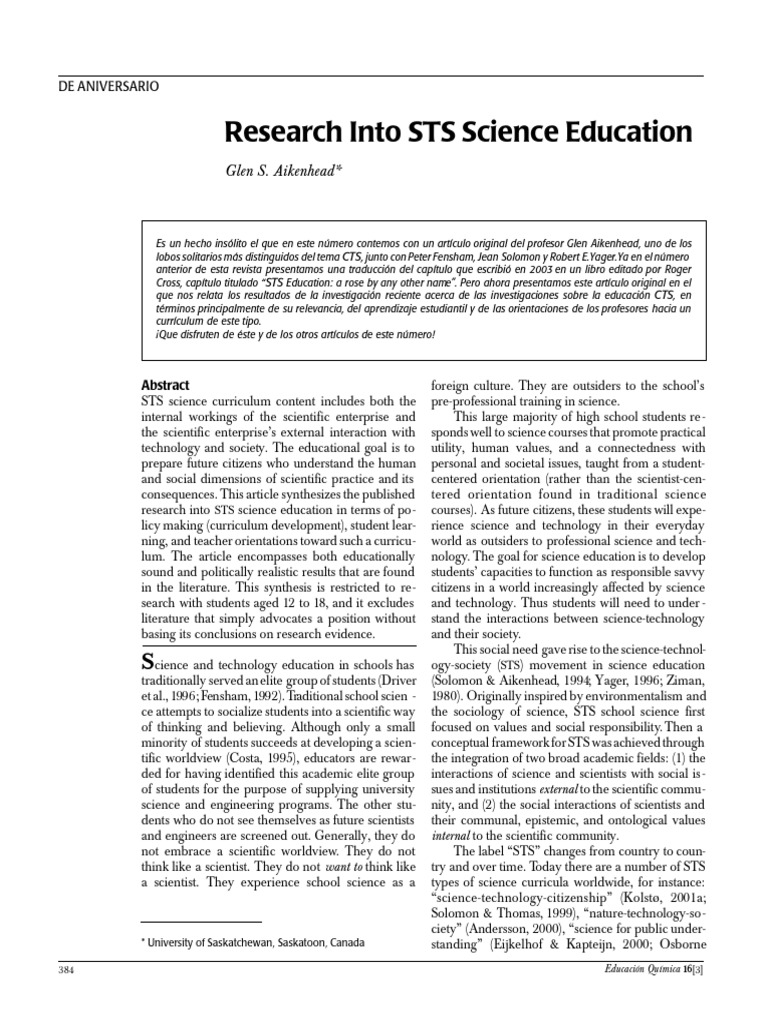 Research on STS Science Education | PDF | Science | Teachers
