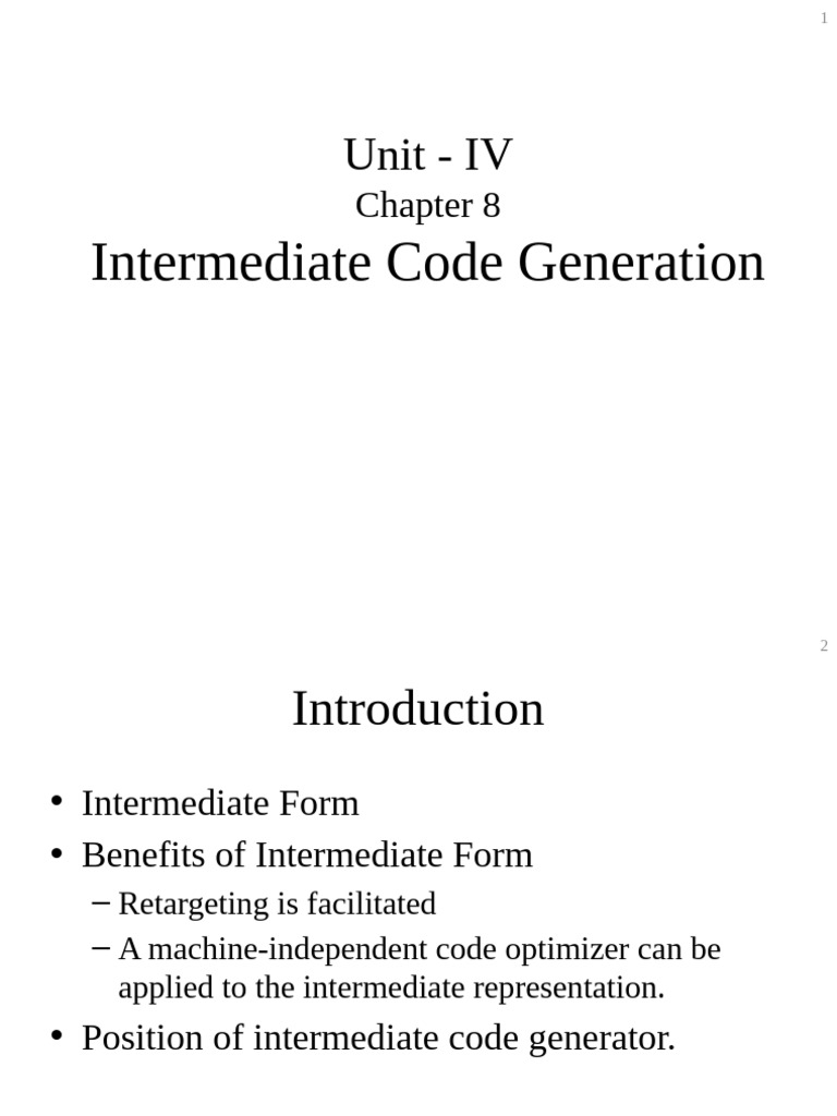 Unit - IV Intermediate Code Generation | PDF | Compiler | Pointer (Computer Programming)