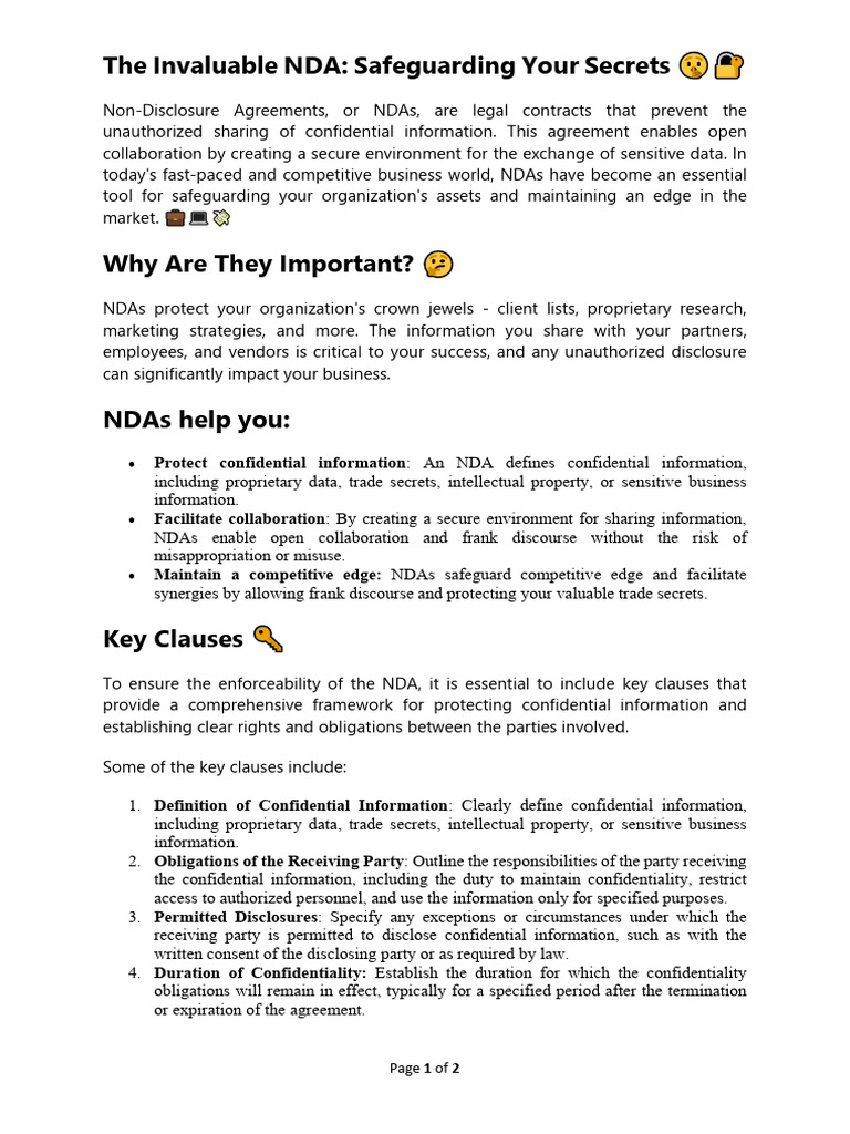 Essential Guide to Non-Disclosure Agreements | PDF | Non Disclosure ...