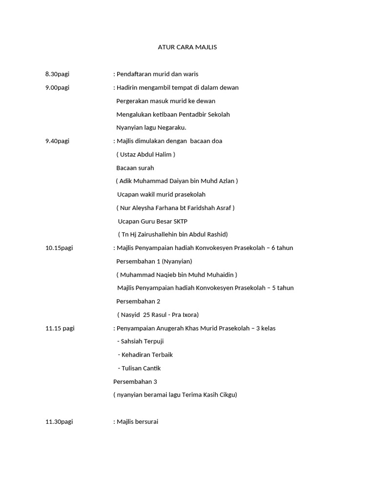 Tentatif Konvo Pra | PDF