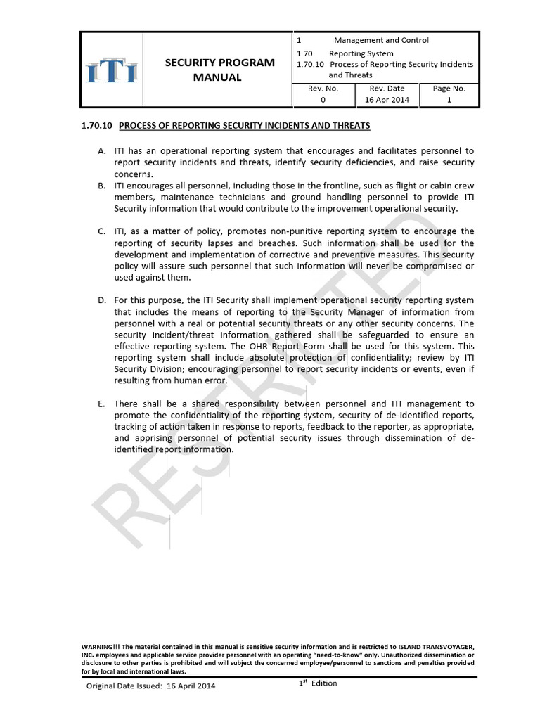 Security Incident Reporting Process | PDF