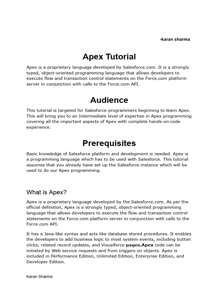 Apex Tutorial - Sharma | PDF | Programming | Constructor (Object Oriented Programming)