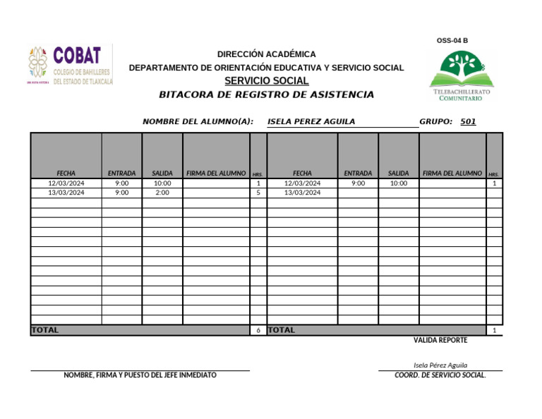 Bitacora de Asistencia 004 B | PDF