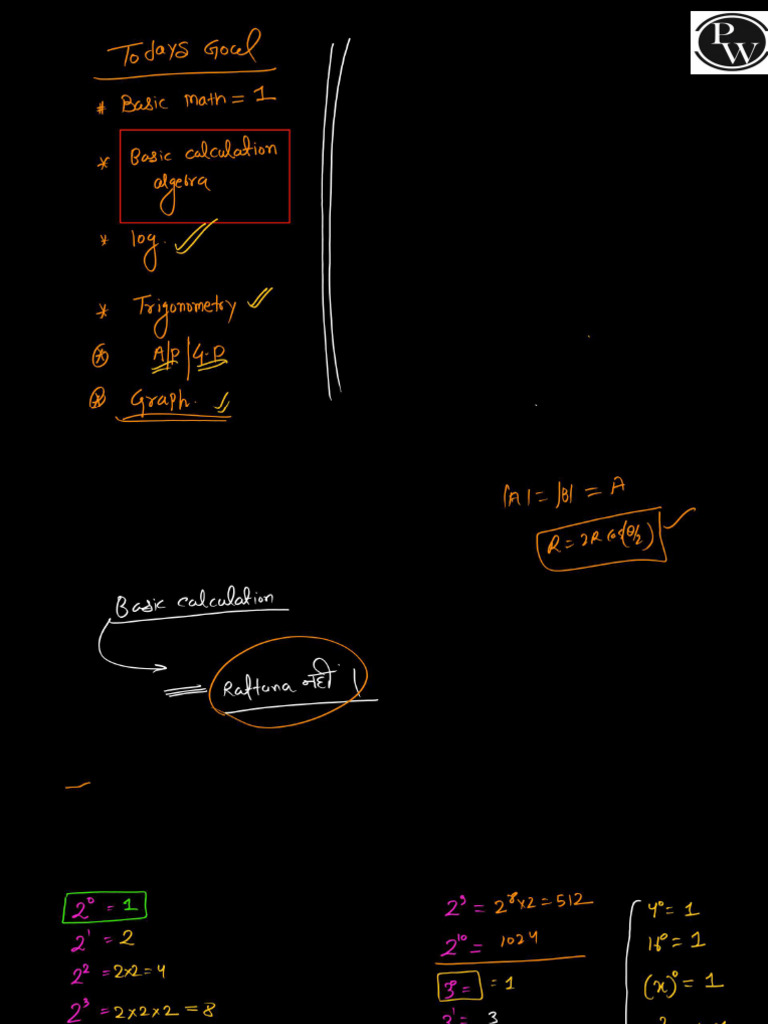 Basic Maths and Calculus (Revision 01) Class Notes | PDF