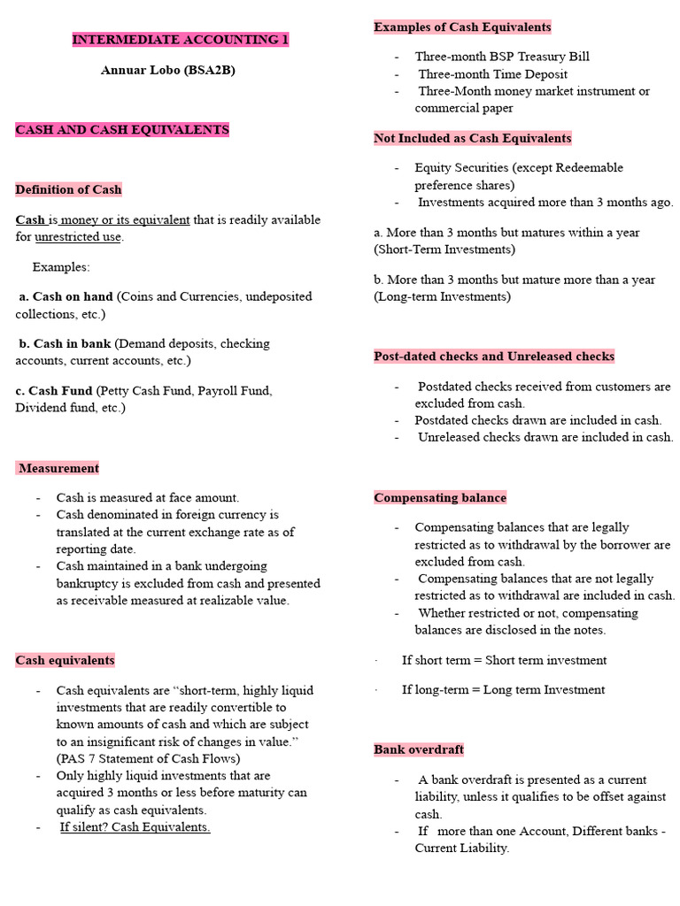 Intermediate Accounting 1 | PDF | Cash And Cash Equivalents | Cash