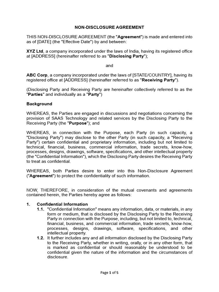 Non DIsclosure Agreement | PDF | Legal Remedy | Breach Of Contract