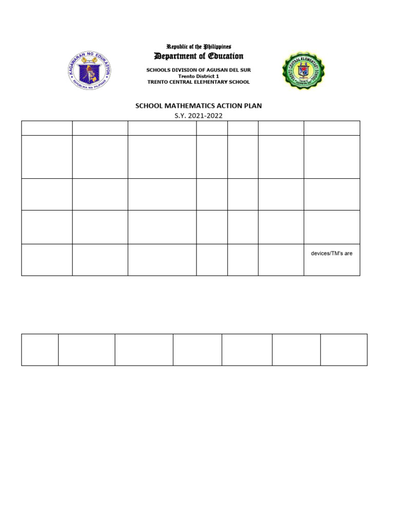 School Mathematics Action Plan | PDF | Teachers