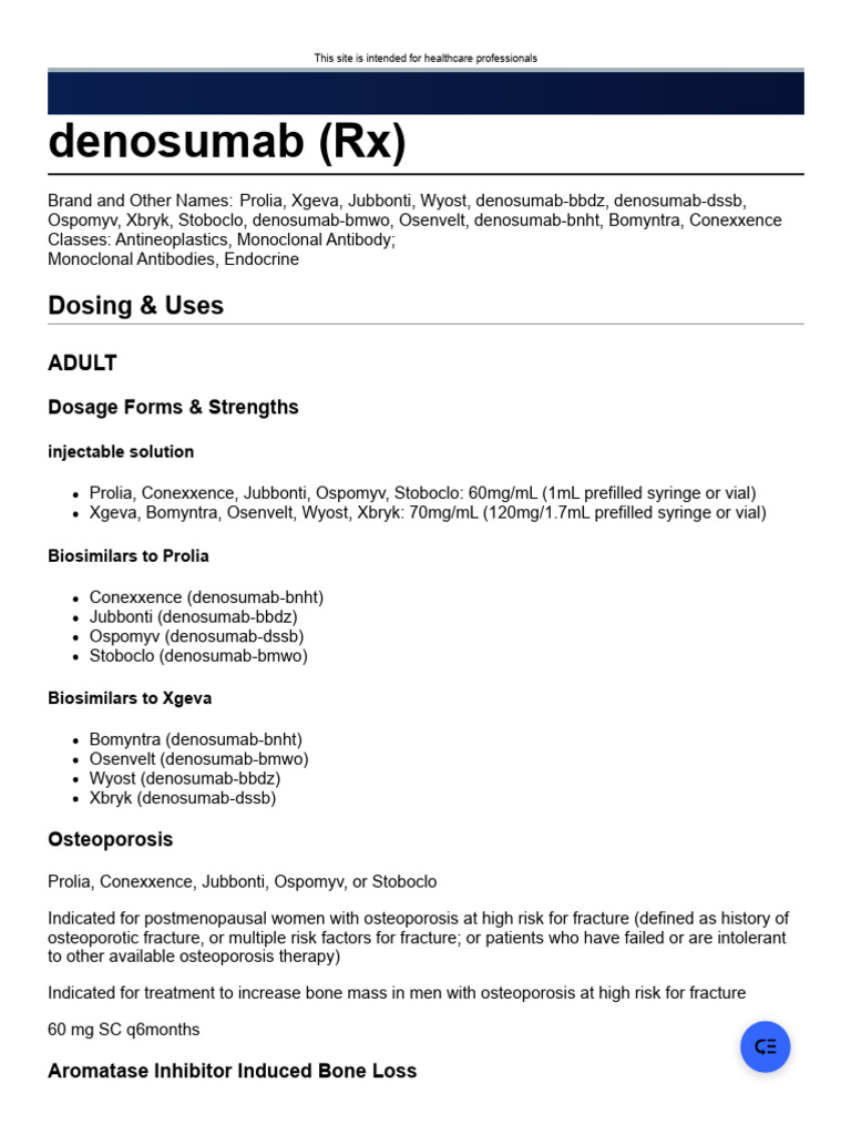 Prolia, Xgeva (Denosumab) Dosing, Indications, Interactions, Adverse ...