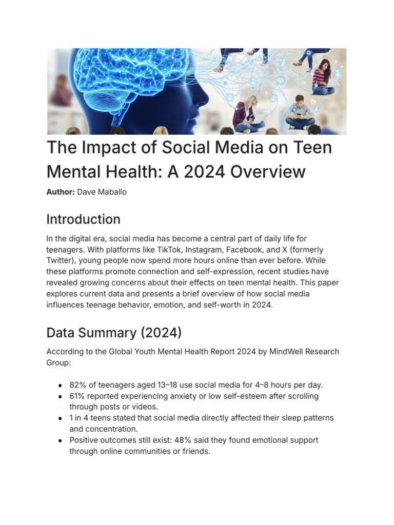 Social Media's Impact on Teen Mental Health | PDF | Adolescence ...