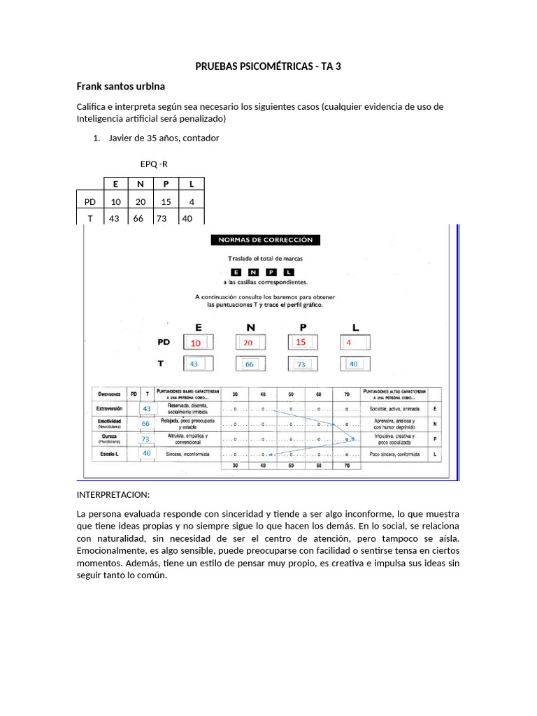 Pruebas Psicométricas - Ta3 | PDF | Ansiedad | Sicología