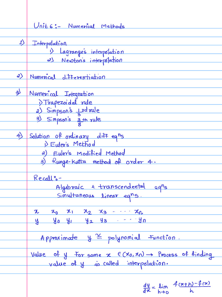 DEIC - Unit V - Numerical Method Notes | PDF