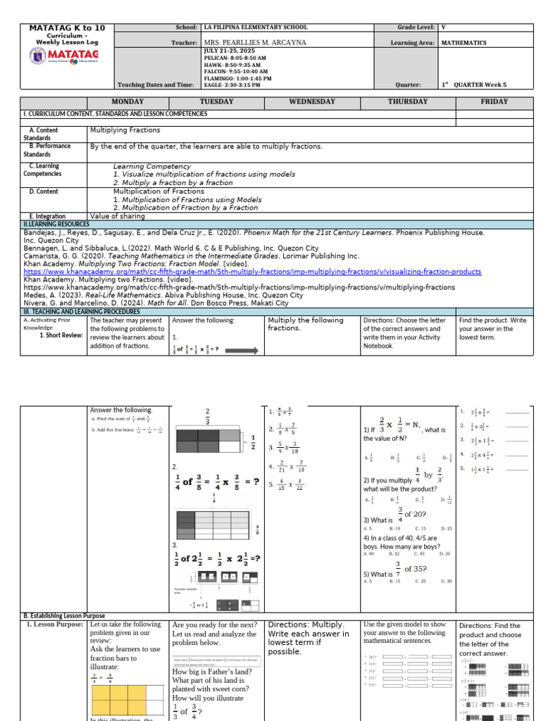 DLL Mathematics-5 Q1-W4 | PDF | Arithmetic | Mathematics