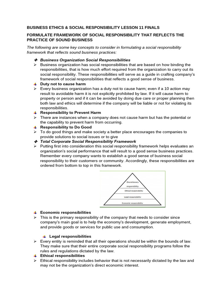 BUSINESS ETHICS Lesson 11 | PDF | Business Ethics | Corporate Social ...