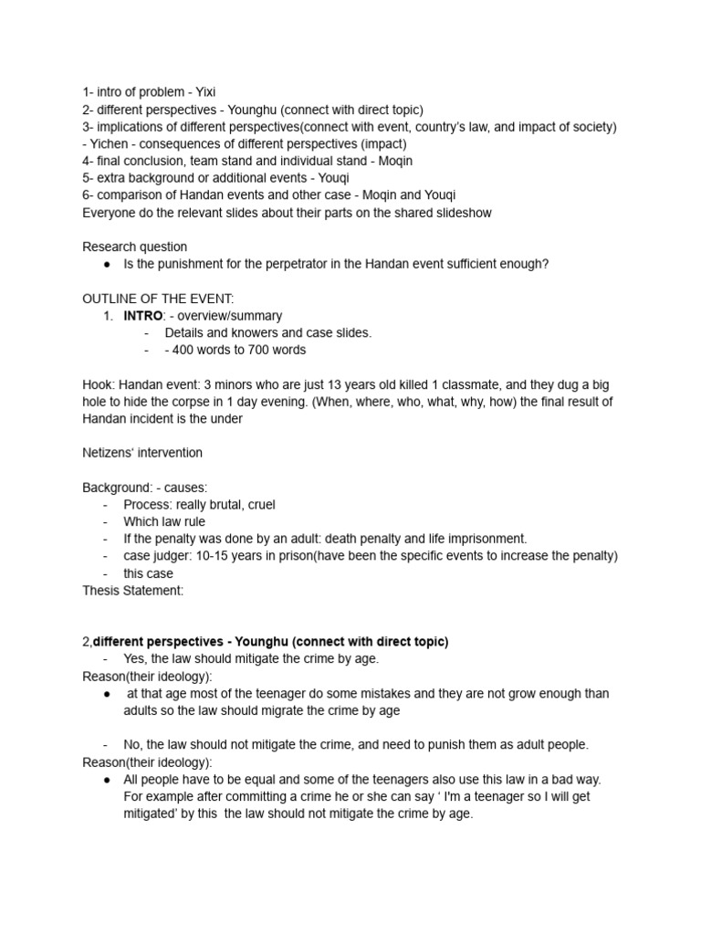 Handan Event in China (Underage Commitment) - Draft | PDF | Capital Punishment | Crimes