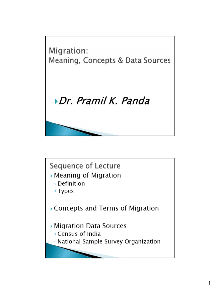 U2. PPT Slides-Migration-Meaning, Concepts and Data Sources | PDF | Human Migration | Census