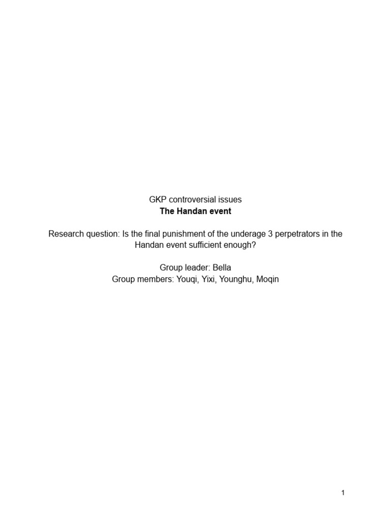 The Handan Event in China - Report (Final Version) | PDF | Crimes ...