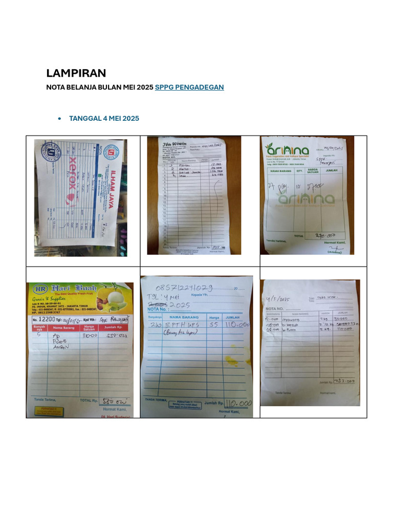 Contoh Laporan Nota2 Belanja | PDF