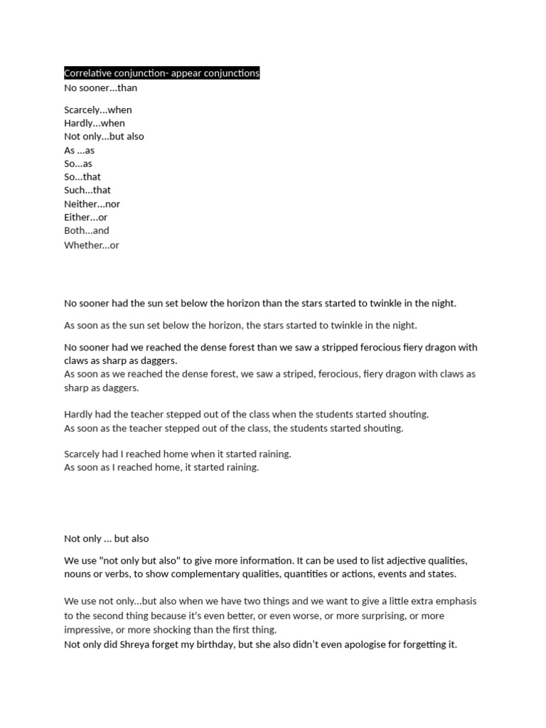 Correlative Conjunction | PDF