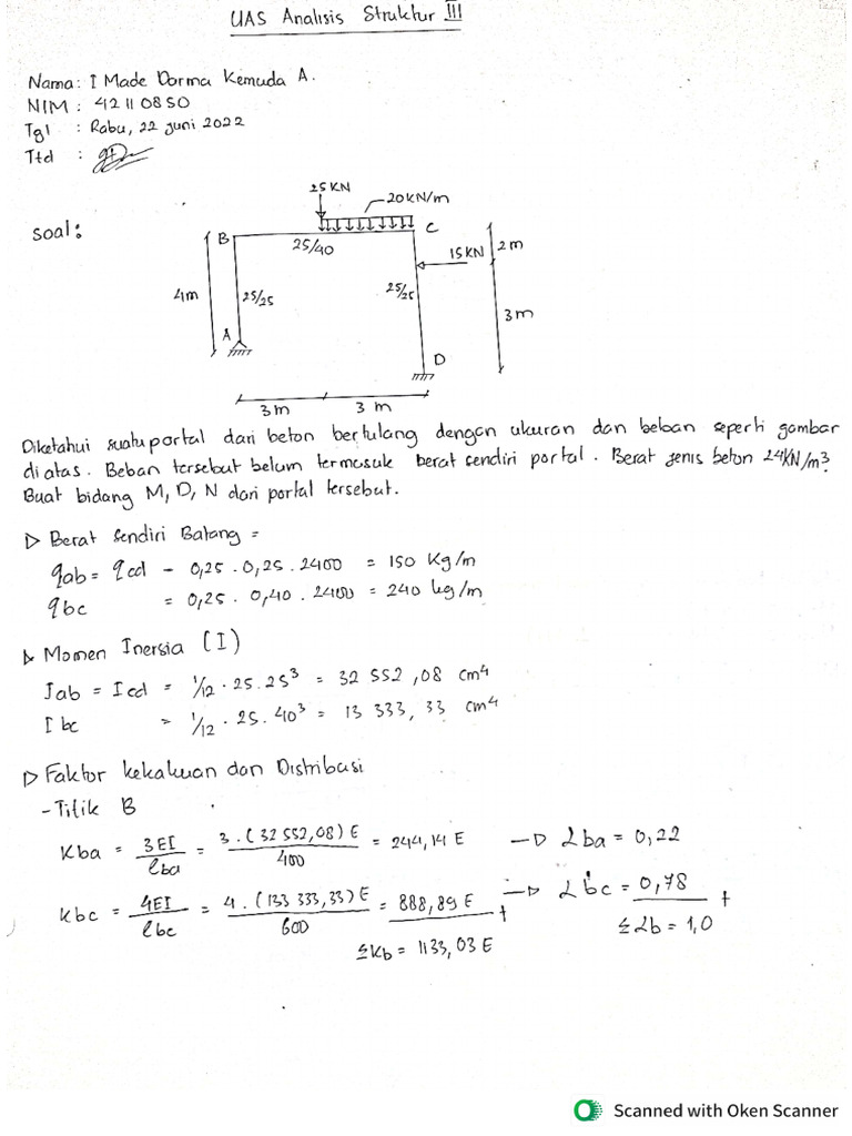 I Made Darma Kemuda A. 42110850 UAS Analisa Struktur III | PDF