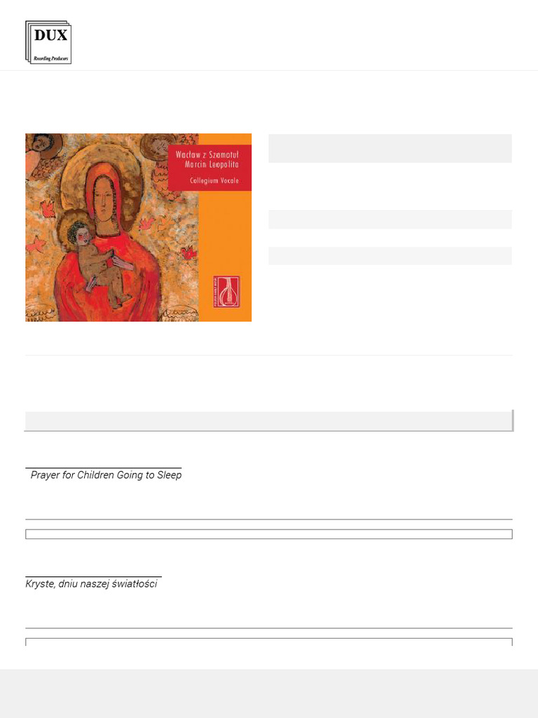 Polish Early Music Waclaw Z Szamotul Marcin Leopolita | PDF