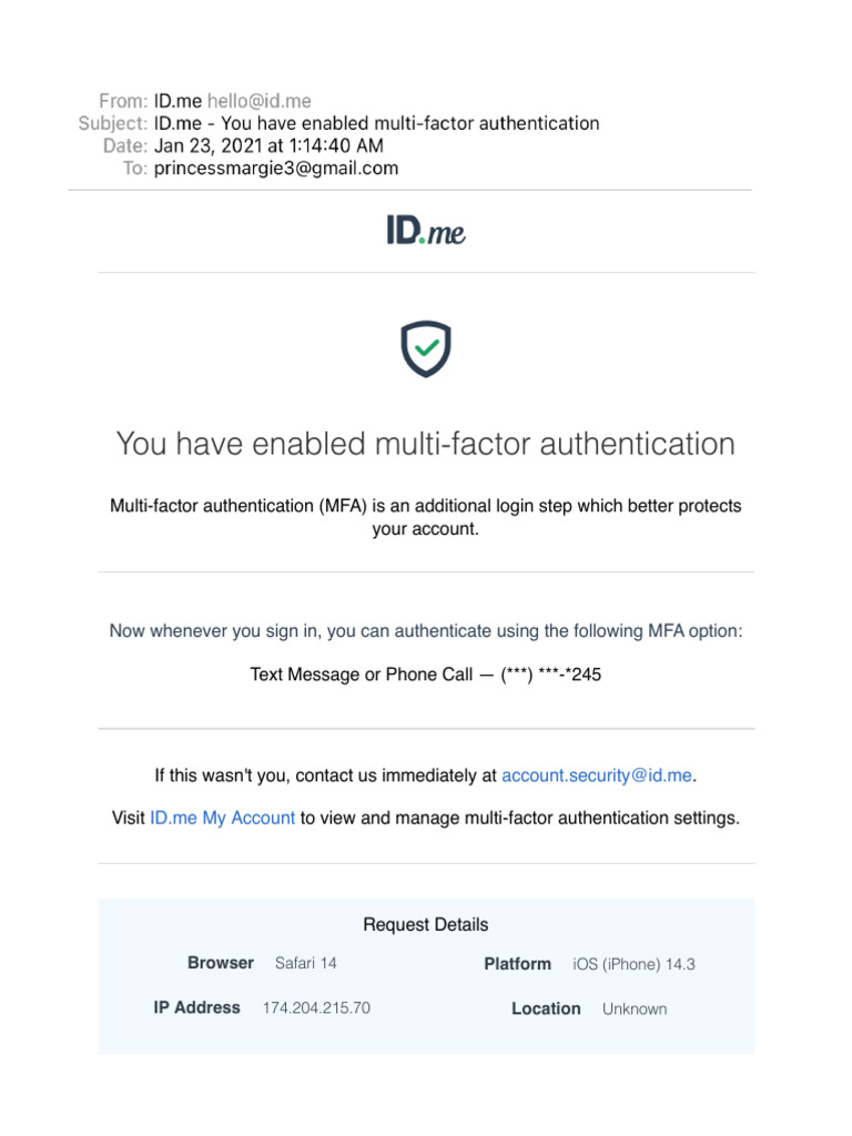 ID - Me - You Have Enabled Multi-Factor Authentication | PDF